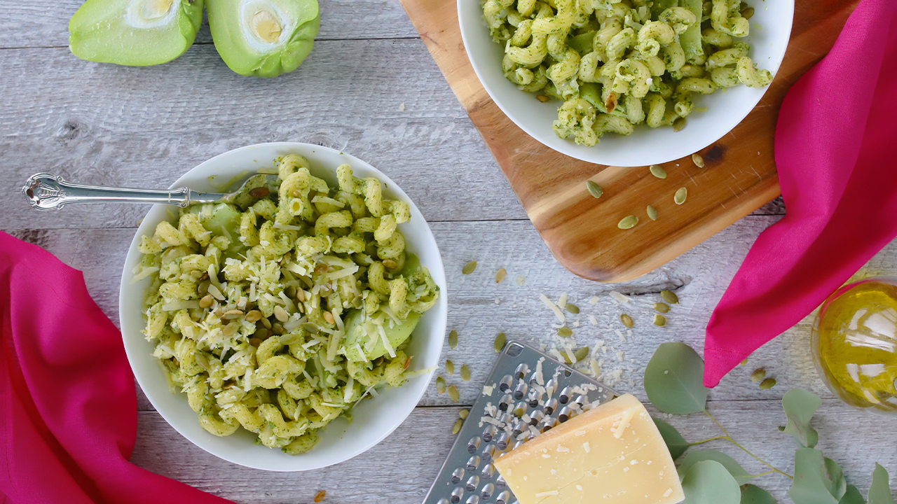 One-Pot Chayote Pasta with Cilantro Pesto - Washington Dairy